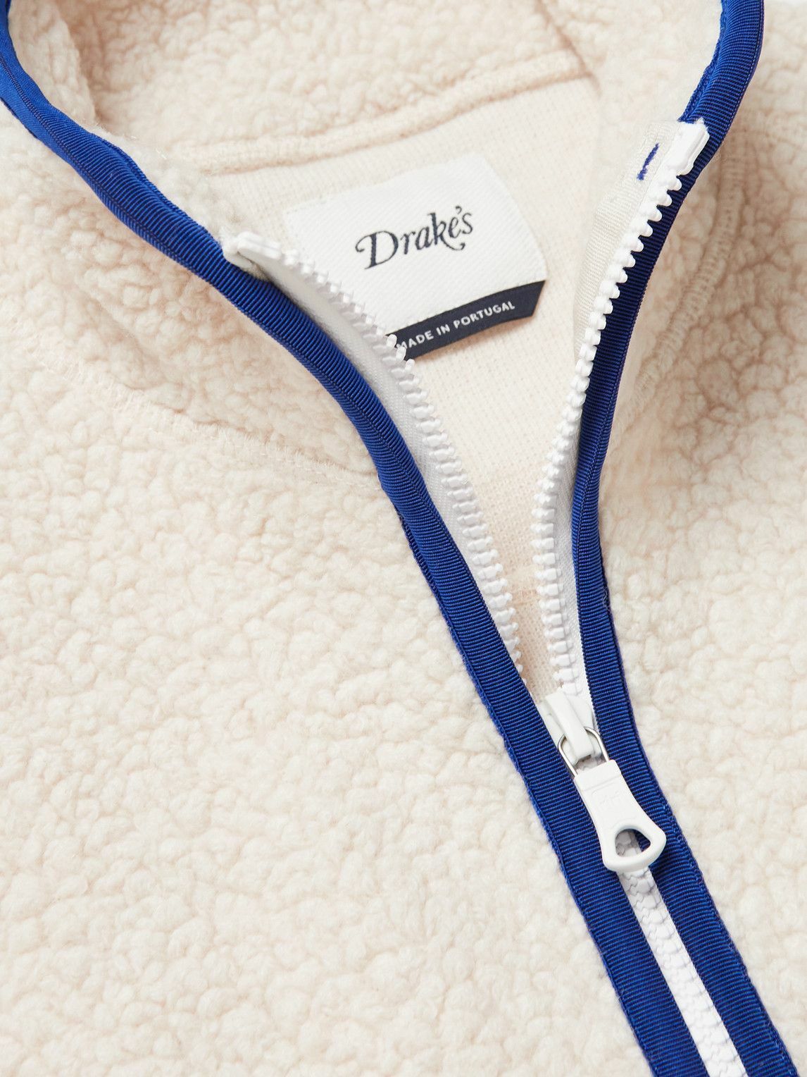Drake's - Logo-Embroidered Wool-Blend Fleece Jacket - Neutrals Drake's