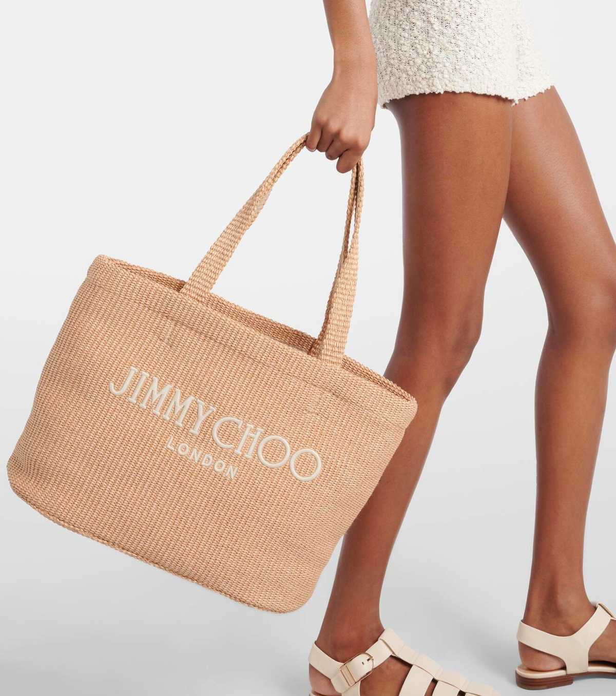 Jimmy Choo Beach logo raffia tote bag Jimmy Choo