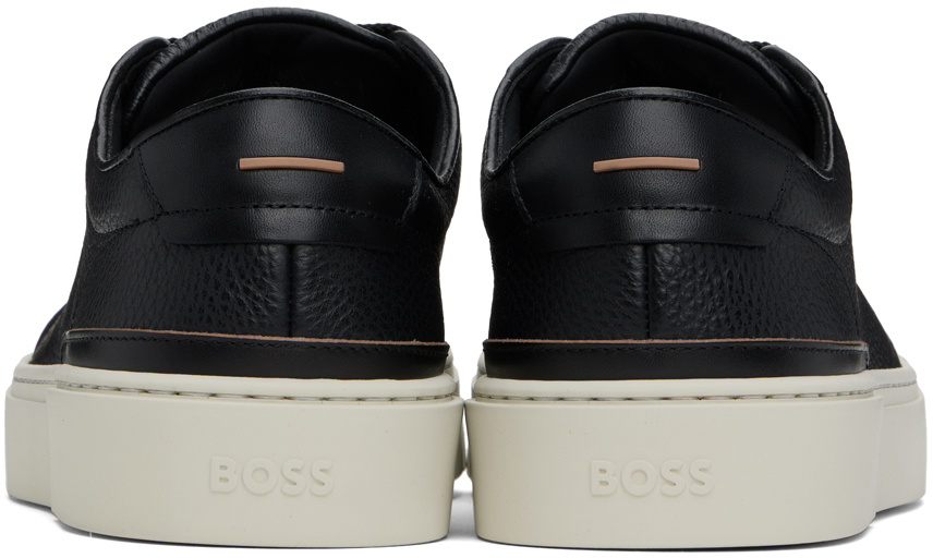 BOSS Black Grained Leather Logo Sneakers BOSS