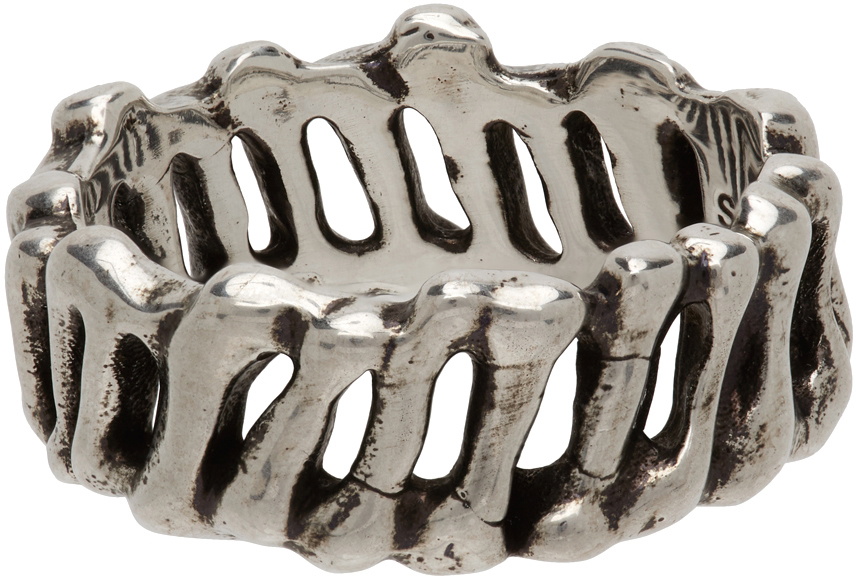 Saint Laurent Silver Bones Ring Saint Laurent