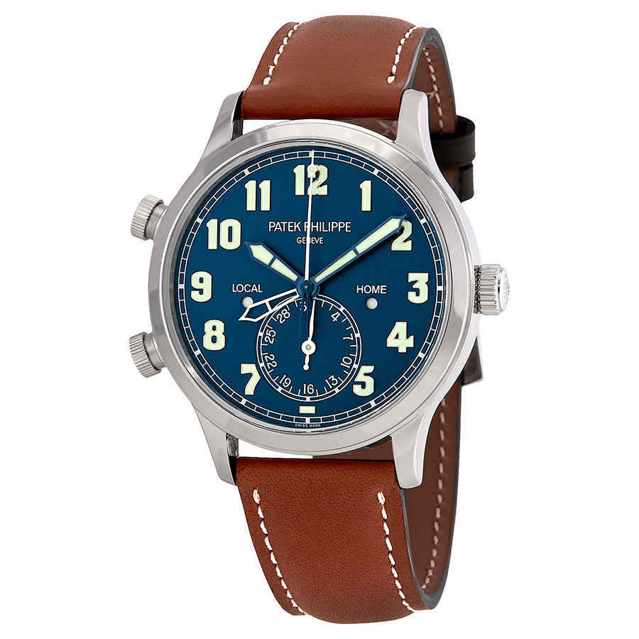 Patek Philippe Calatrava Pilot Travel Time 18kt White Gold Automatic ...