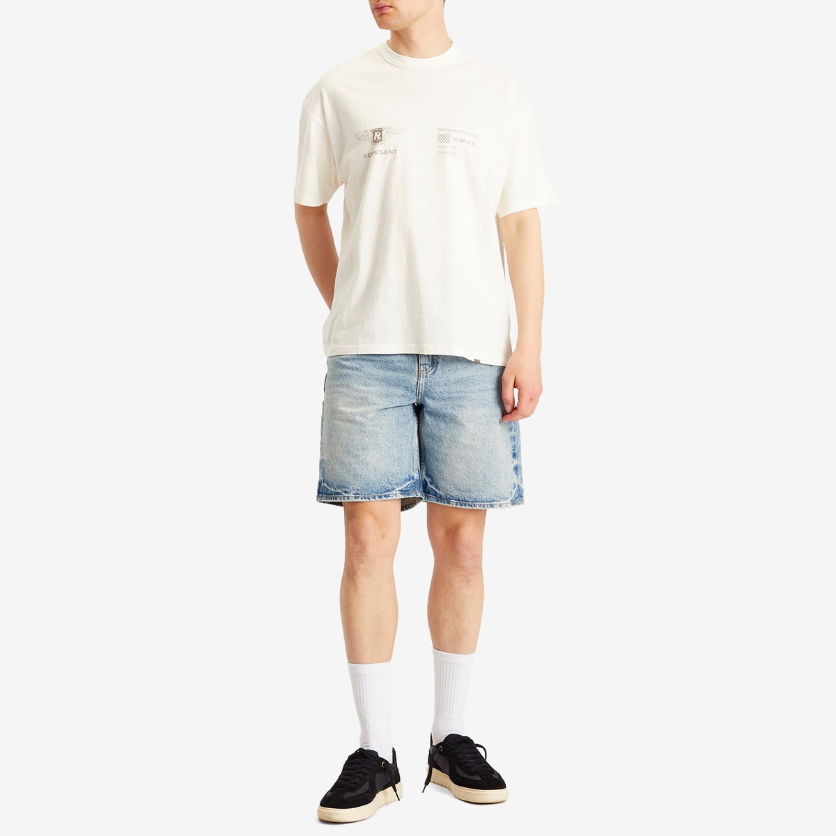 Represent Men's Tailored Denim Shorts in Blue Represent