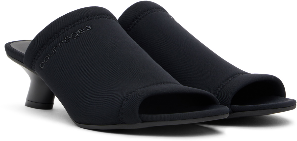 Courrèges Black Wet Scuba Heeled Mules Courreges