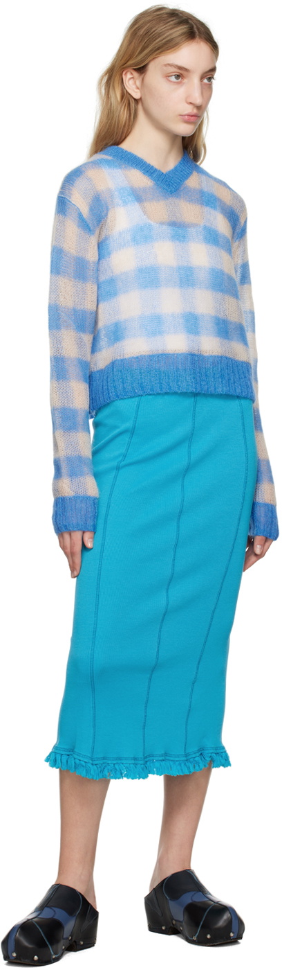 Acne Studios Blue & Beige Gingham Sweater Acne Studios