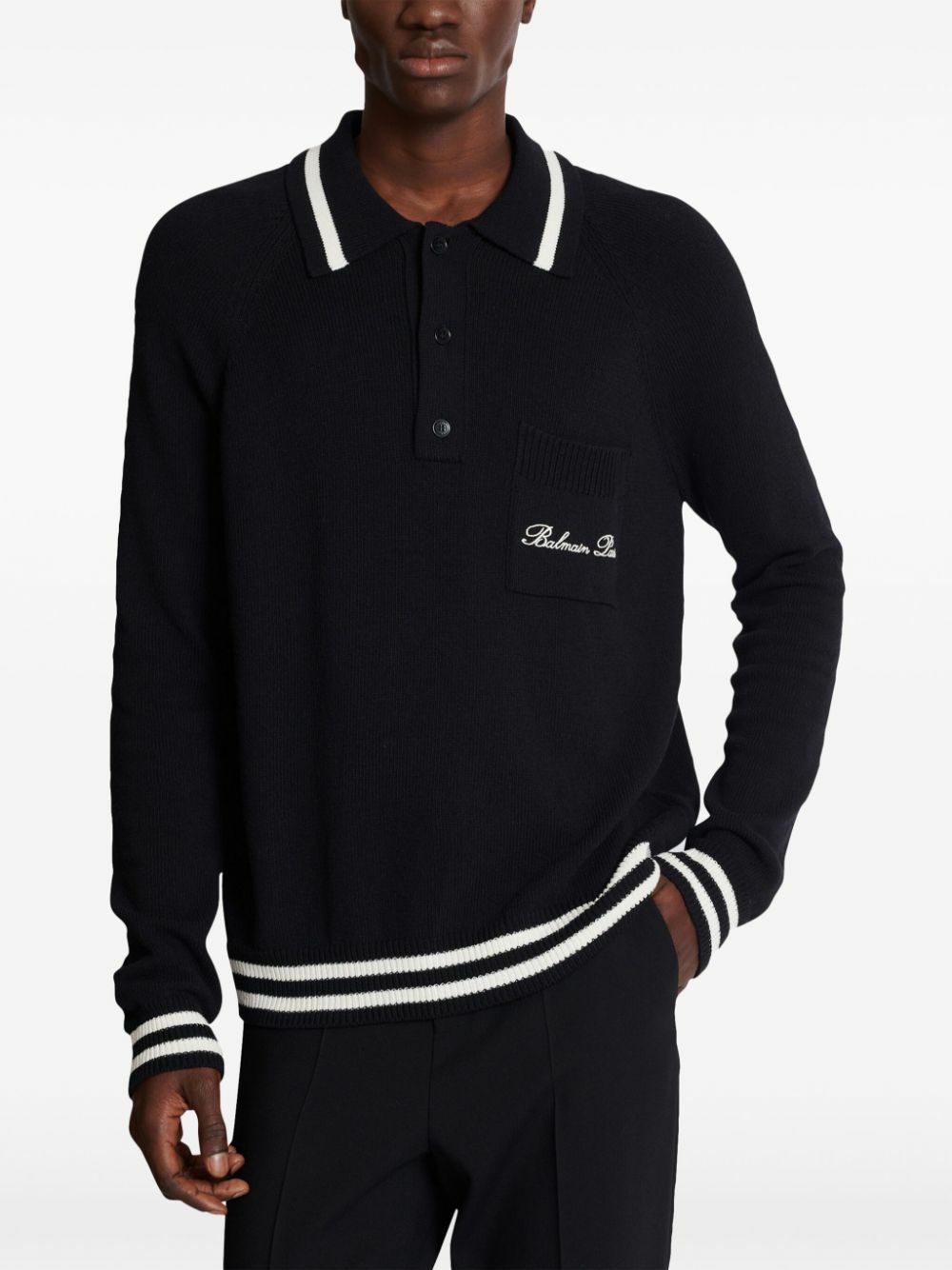 BALMAIN - Wool Polo Shirt With Logo Balmain