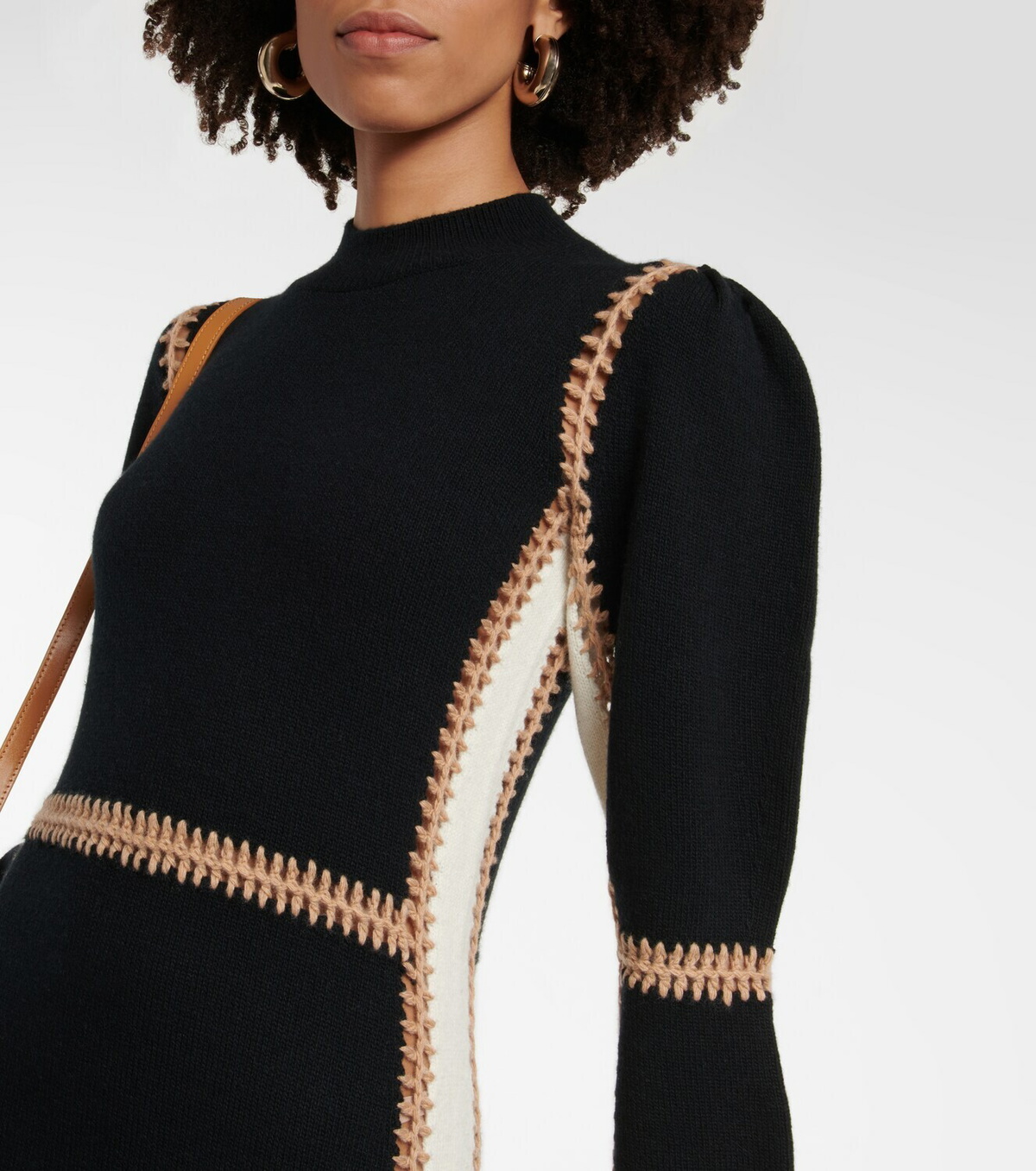 Chloe - Whip-stitched wool-blend midi dress Chloe