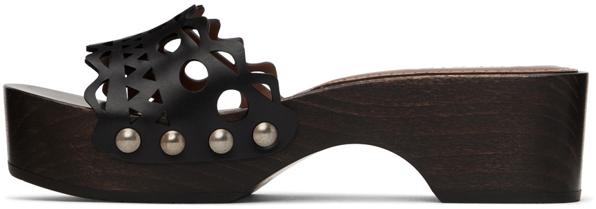 ALAÏA Black Vienne Wooden Clogs ALAÏA