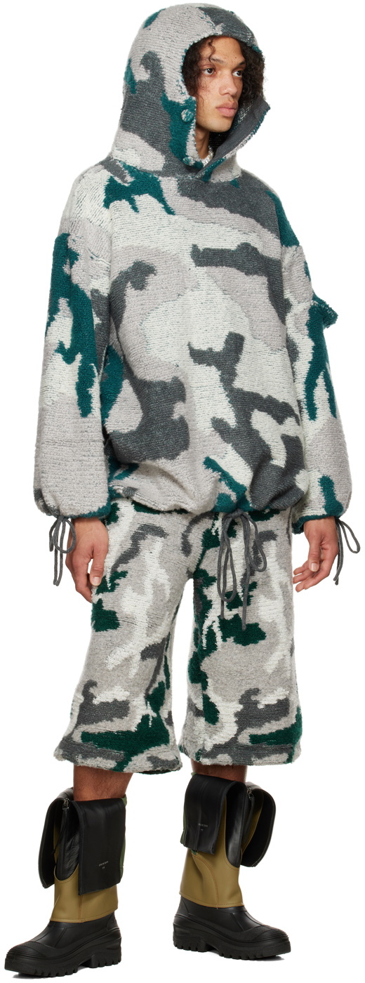 Isa Boulder SSENSE Exclusive Gray & Blue Towel Camo Hoodie Isa Boulder