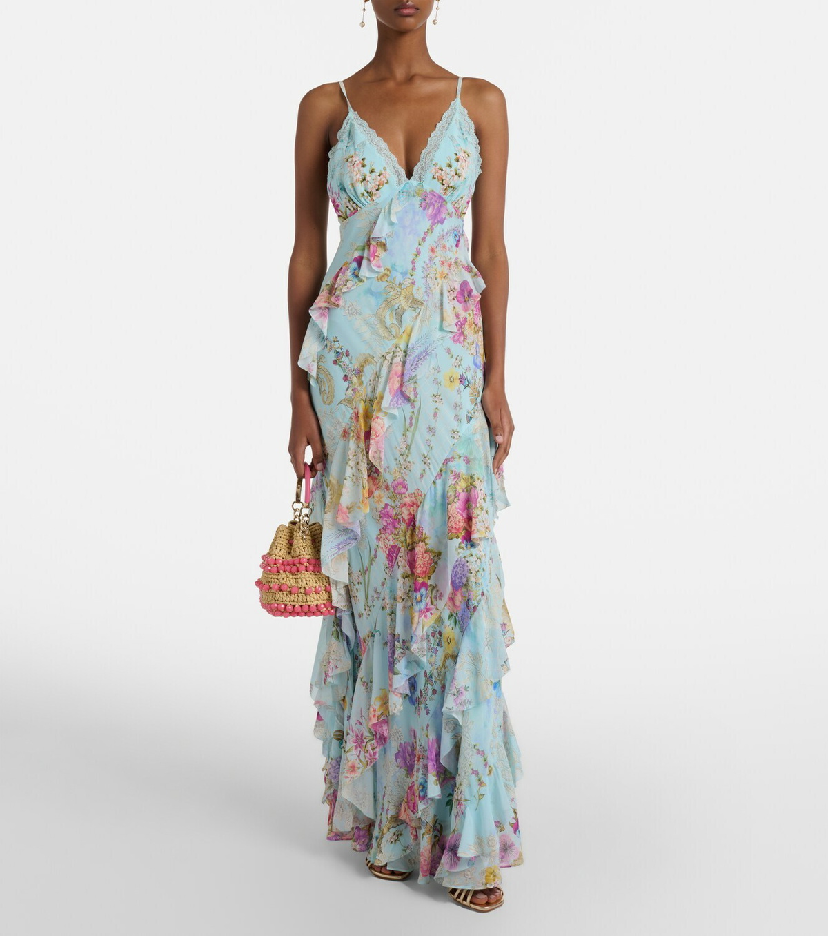 Camilla Floral ruffled silk slip dress Camilla