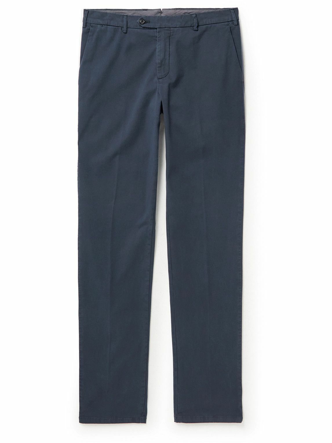 Lardini - Slim-Fit Stretch-Cotton Trousers - Blue Lardini
