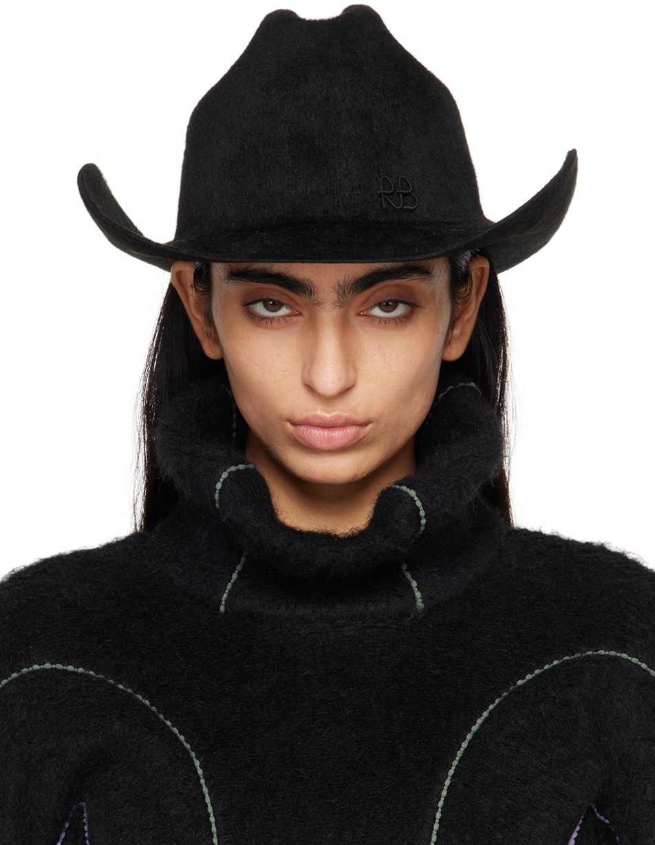 Ruslan Baginskiy Black RB Monogram Cowboy Fedora Ruslan Baginskiy