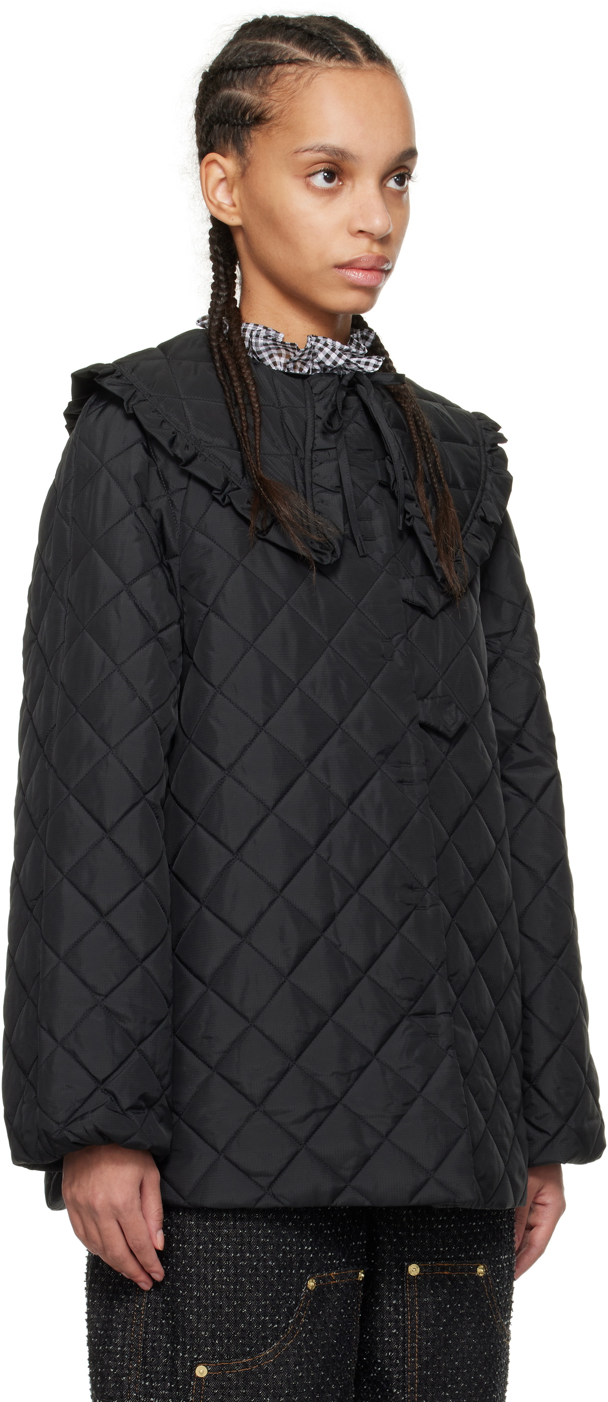 GANNI Black Ripstop Quilt Jacket GANNI