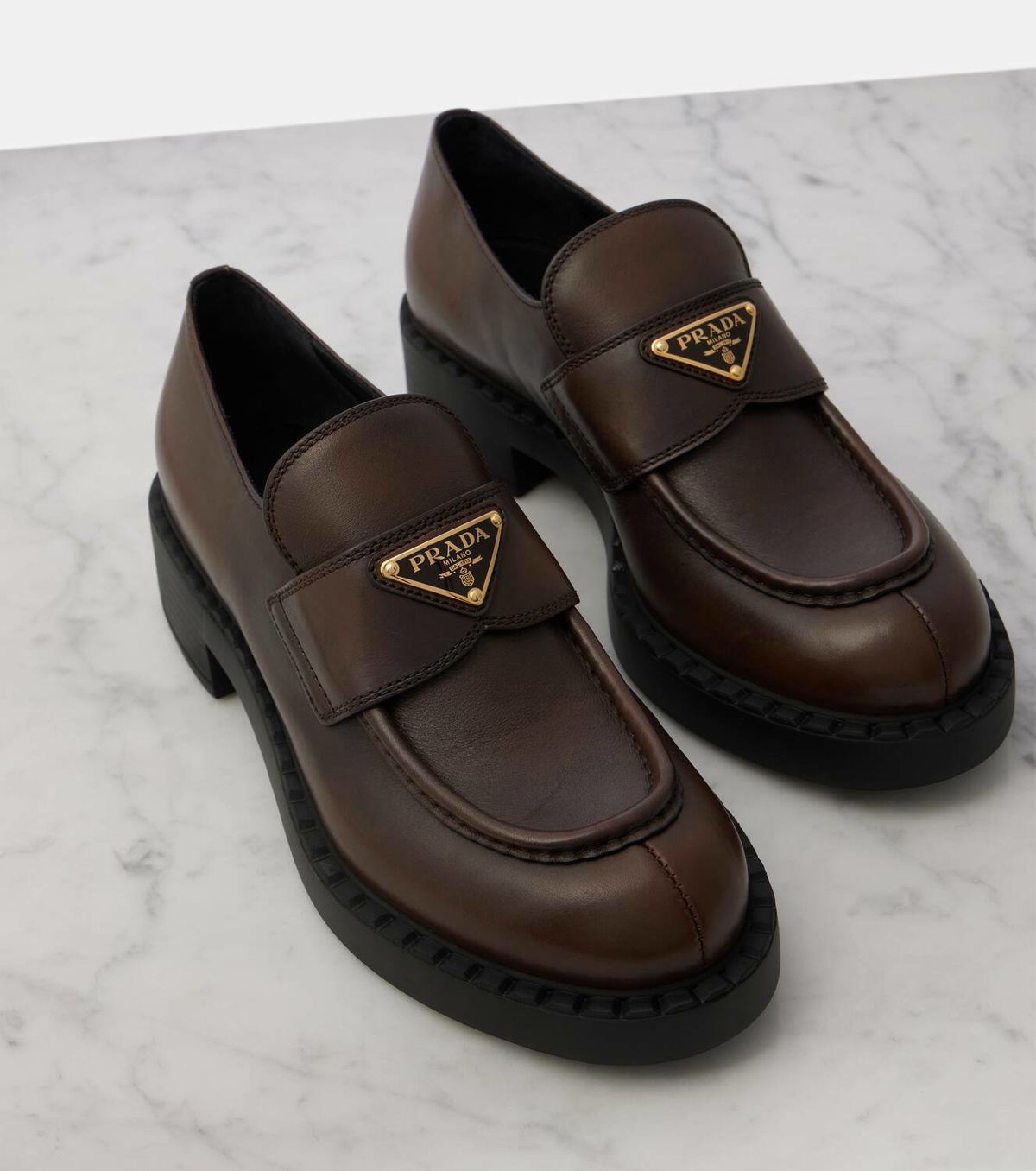 Prada Chocolate leather loafers Prada