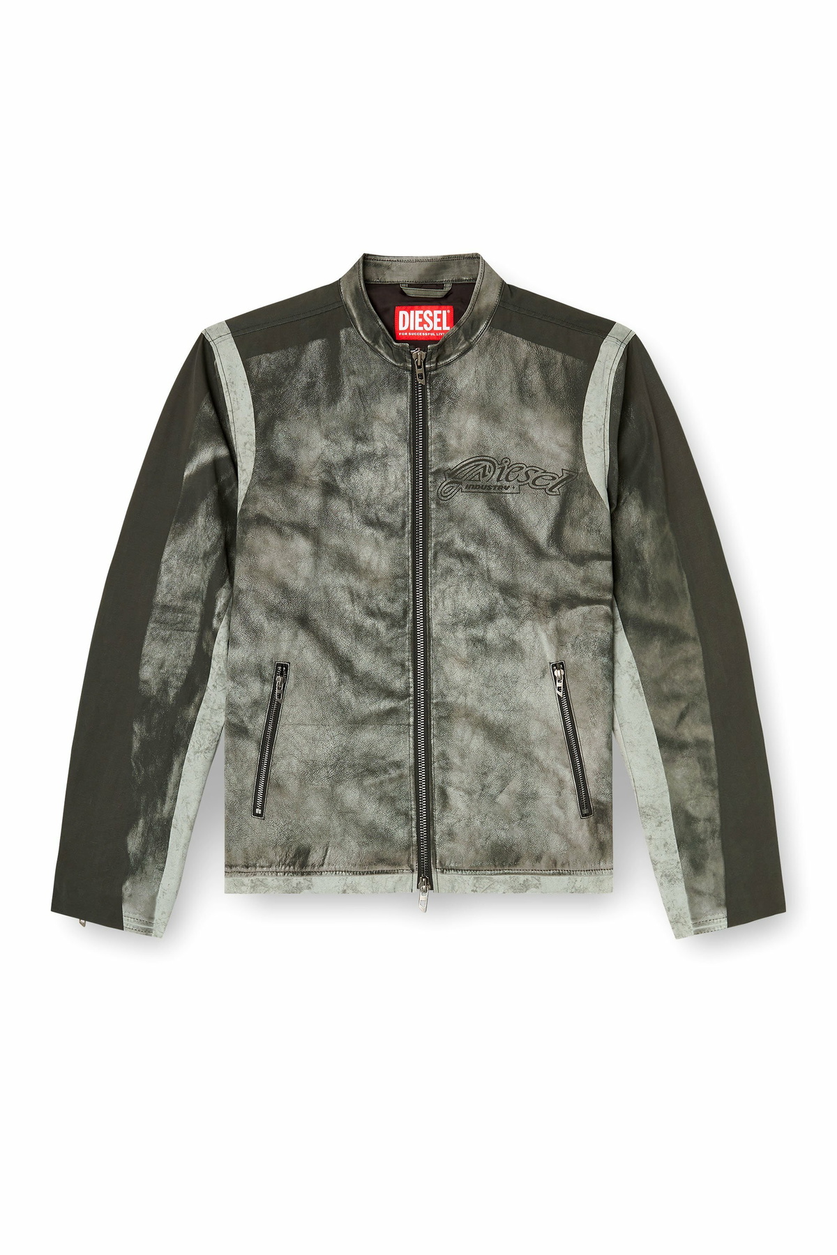 Diesel Biker jacket in printed canvas - Jackets Mens in Grey Diesel