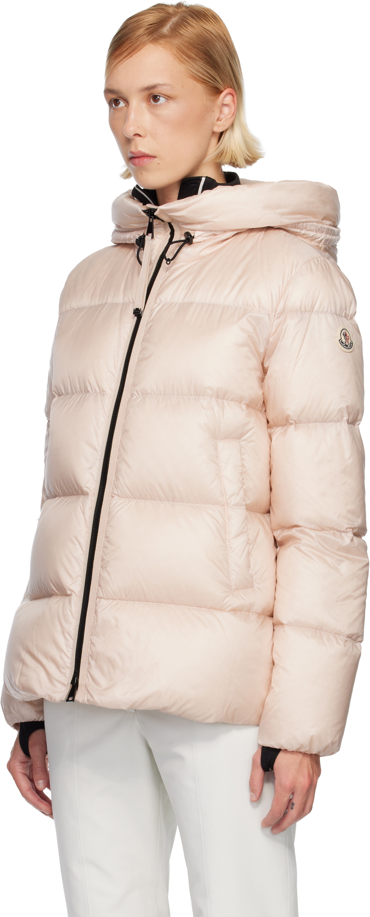 Moncler Pink Serittes Hooded Short Down Jacket Moncler
