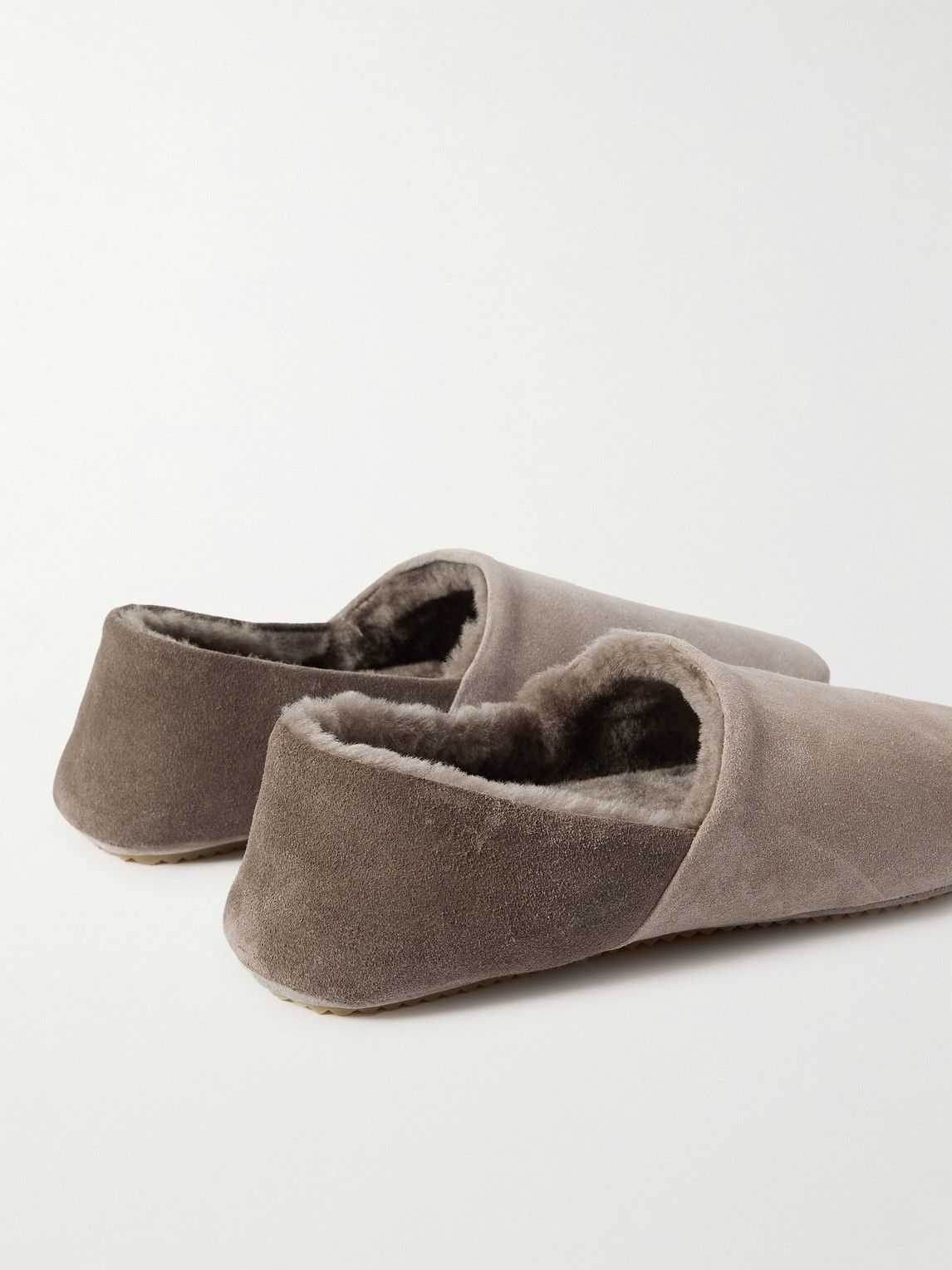 Mr P. - Collapsible-Heel Shearling-Lined Two-Tone Suede Slippers ...