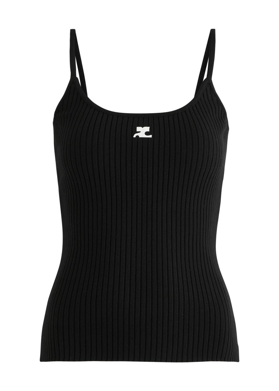 Courrèges Reedition Logo Ribbed-knit Tank Black Courreges