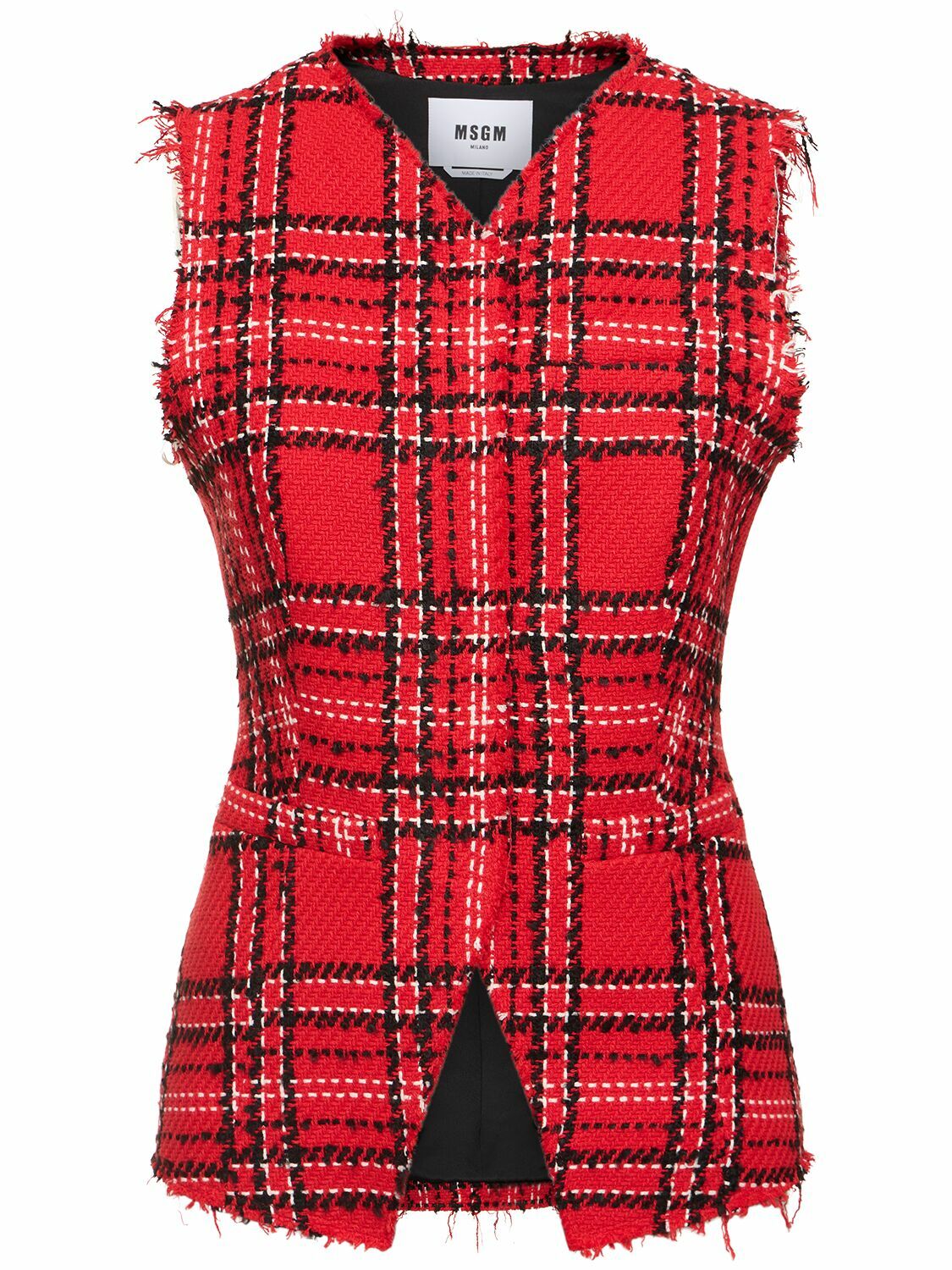MSGM Tartan Cotton Tweed Vest MSGM