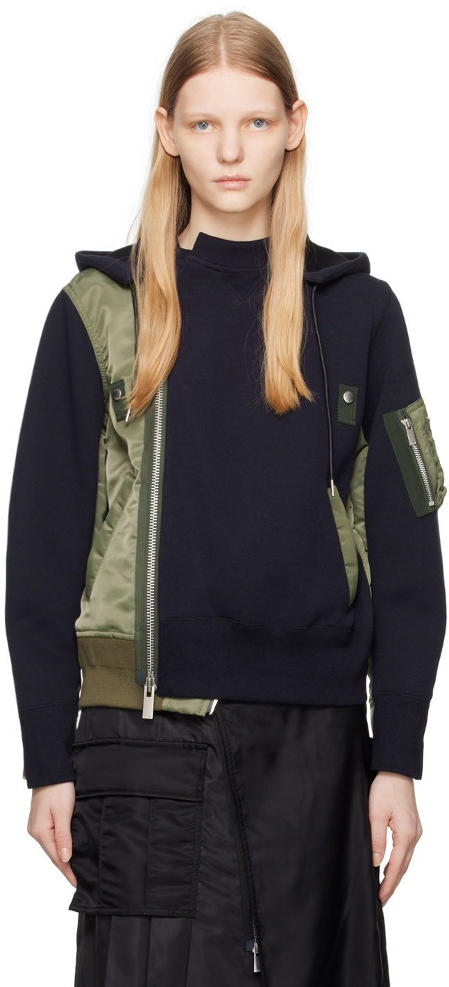 sacai Navy & Khaki Paneled Hoodie Sacai