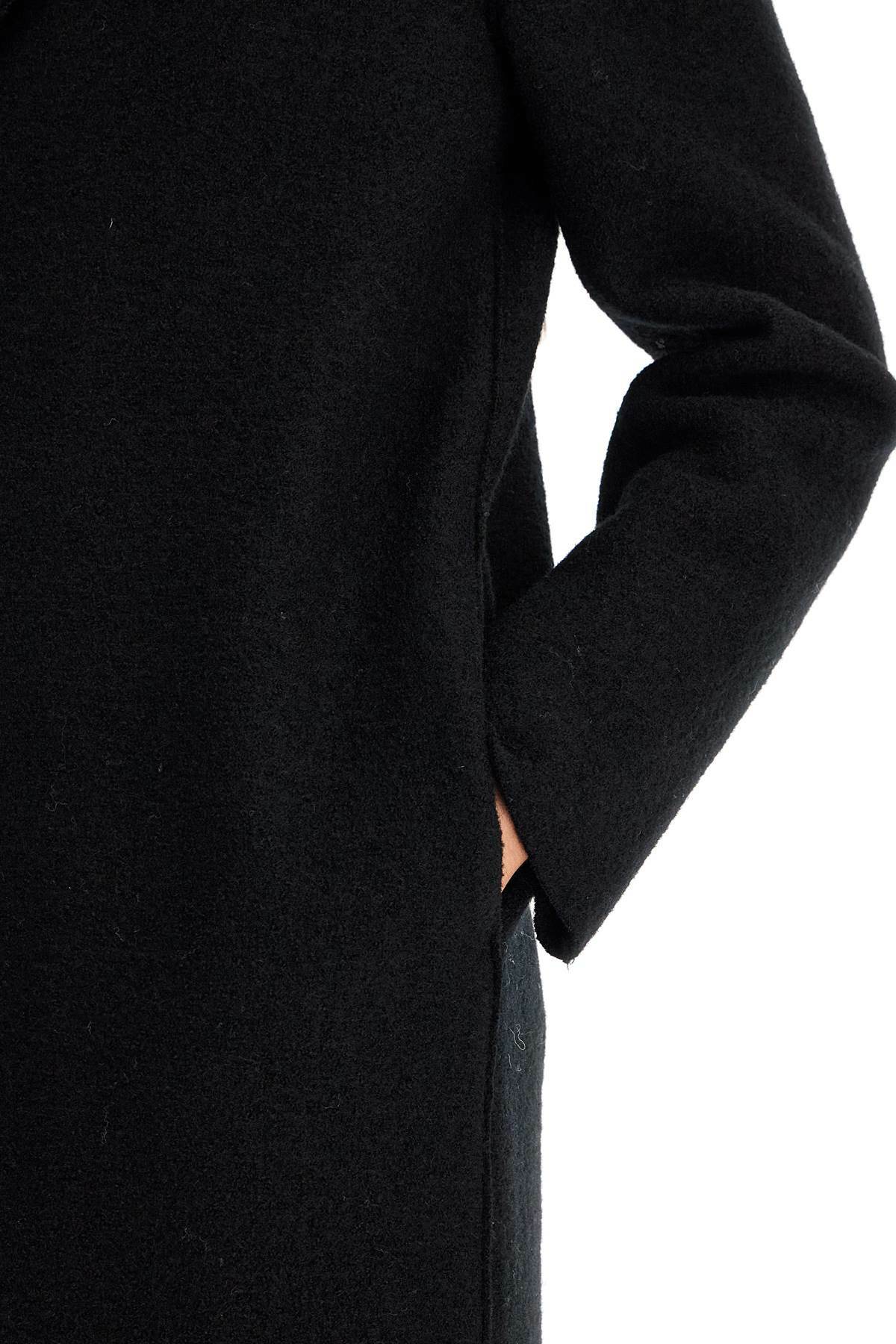 HARRIS WHARF LONDON single-breasted wool coat in boiled Black Harris ...