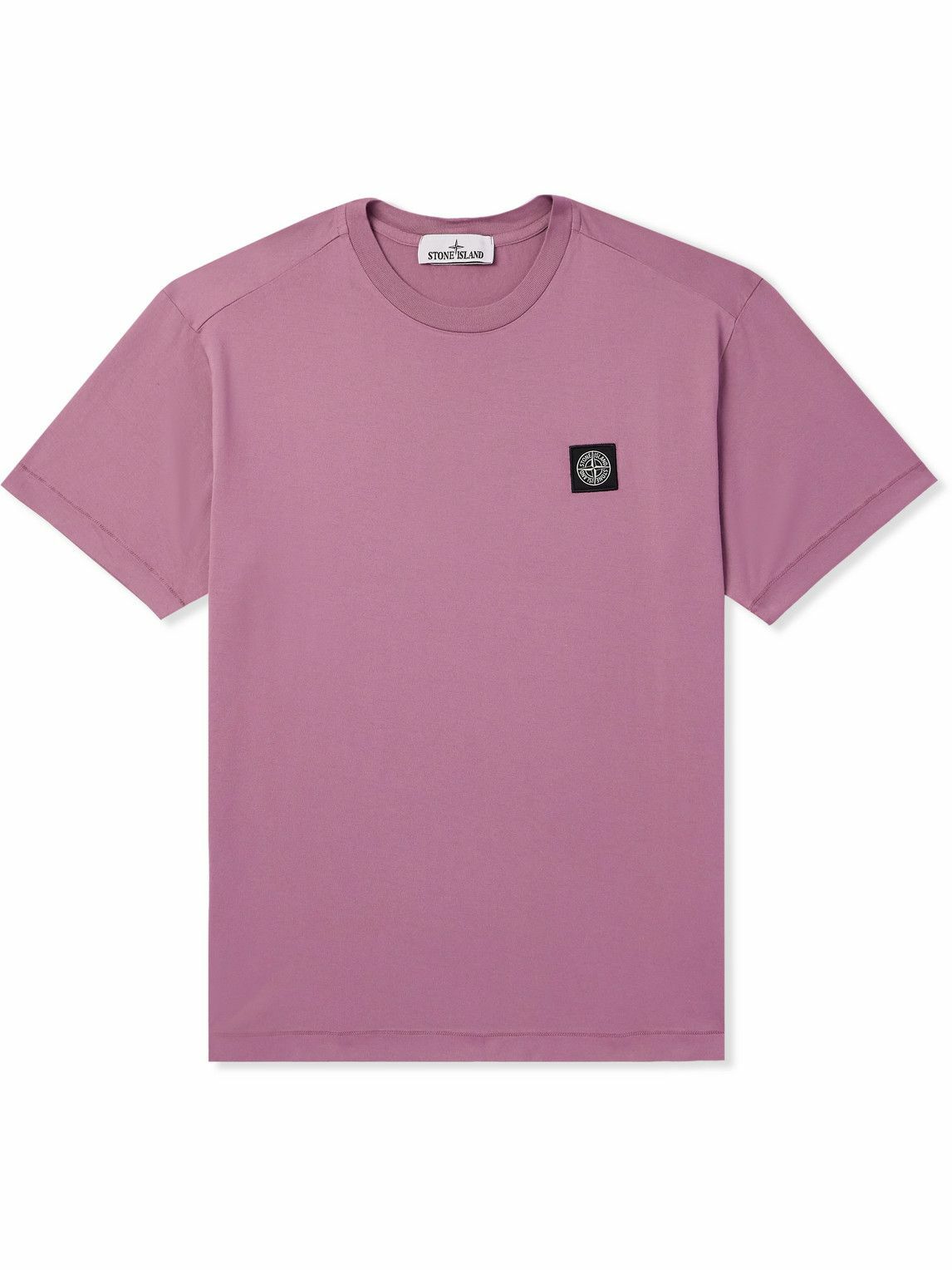 Stone Island - Logo-Appliquéd Garment-Dyed Cotton-Jersey T-Shirt - Pink ...