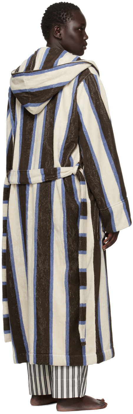 Tekla White & Brown Hooded Robe Tekla Fabrics