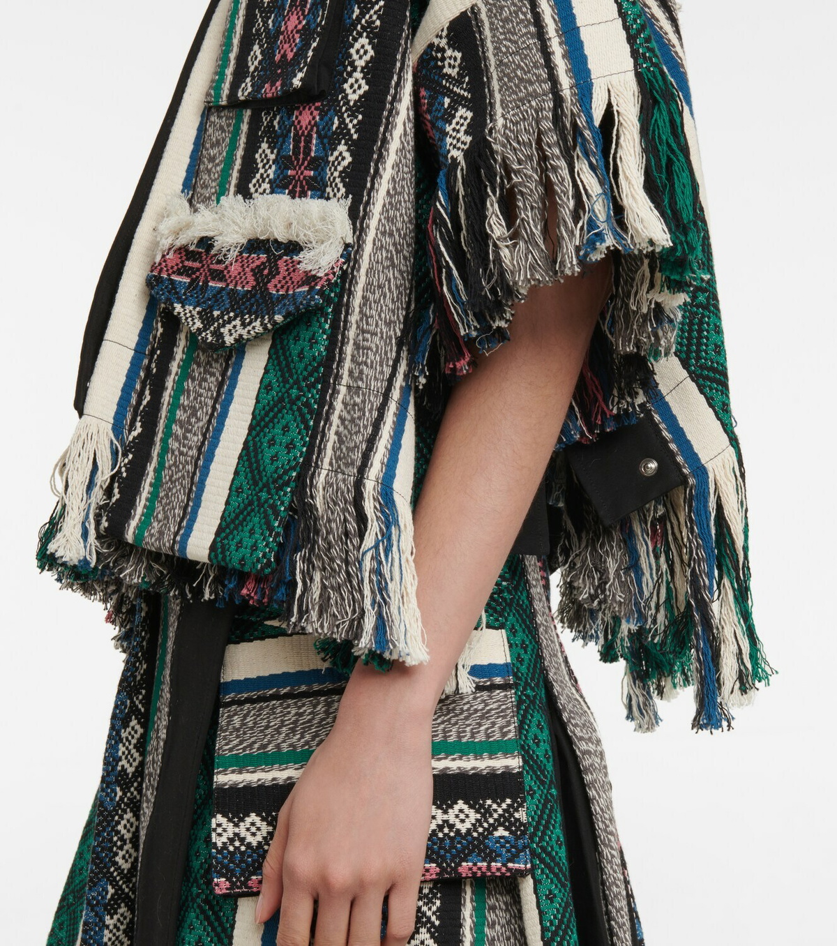 Sacai Fringed wool jacquard jacket Sacai
