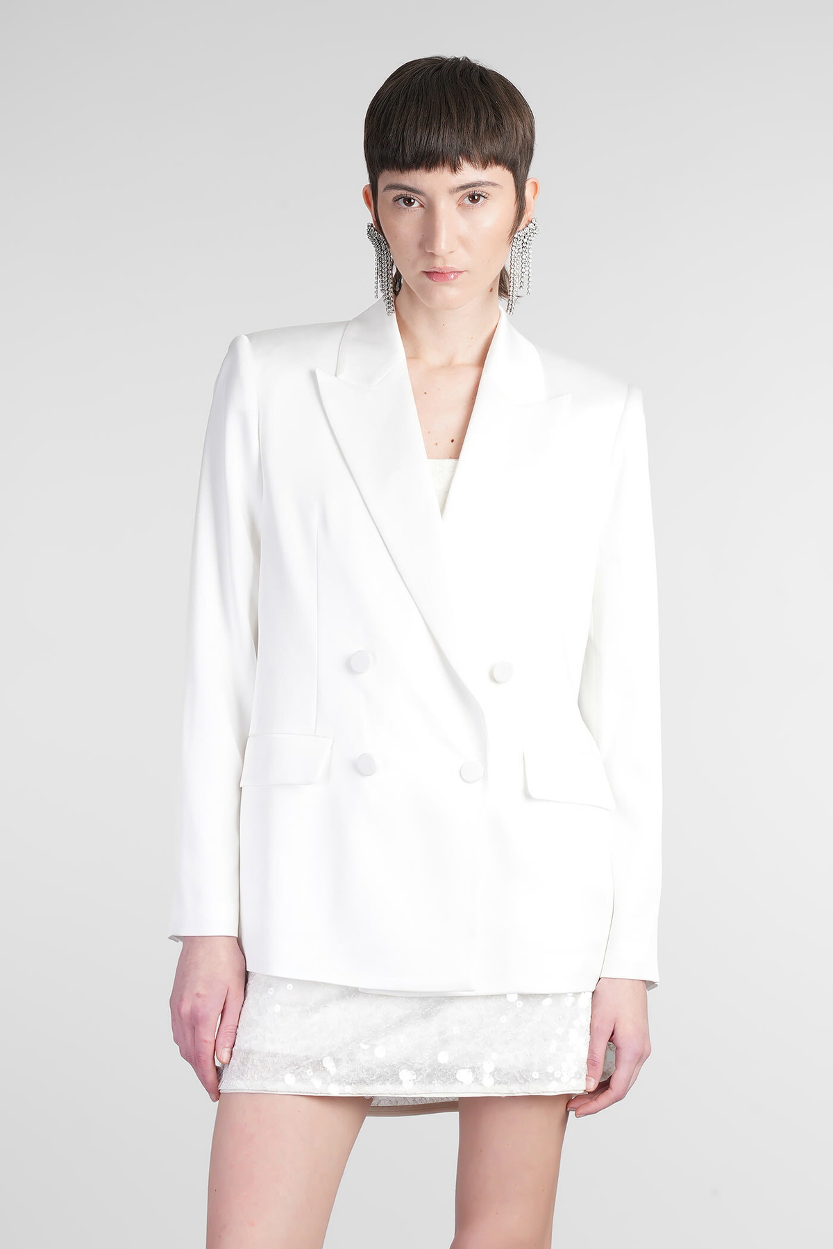 Simkhai Norah Blazer In White Acetate Simkhai
