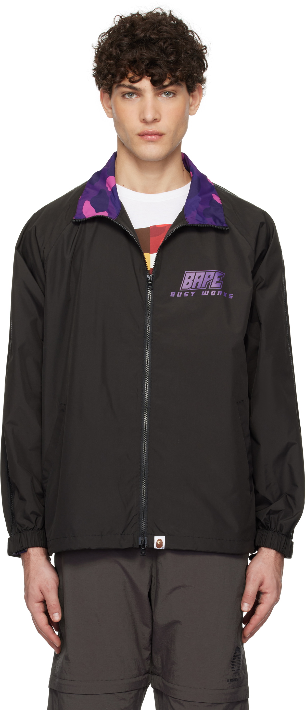 BAPE Black Color Camo Deformation Track Jacket A Bathing Ape