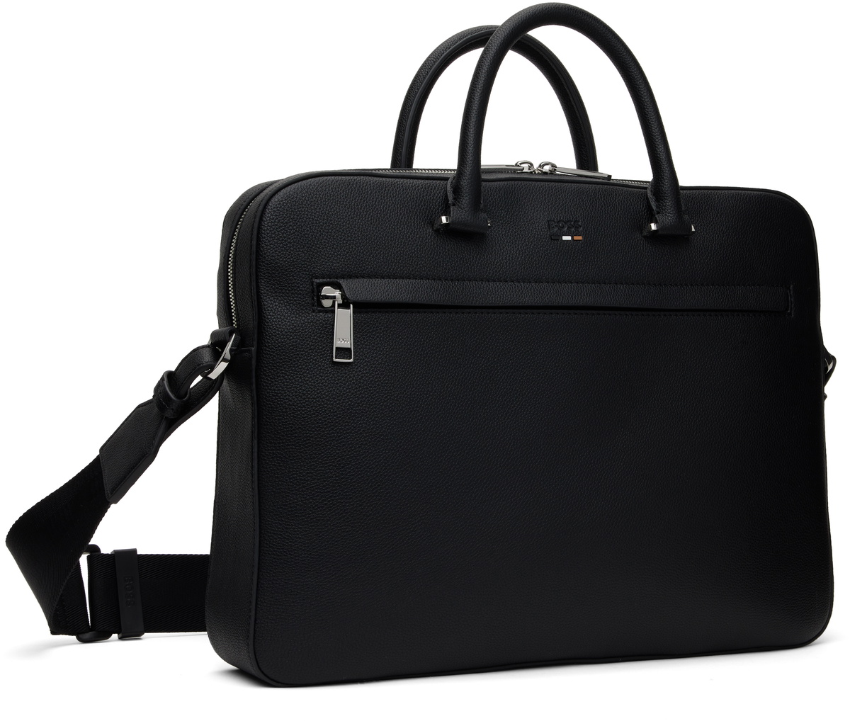 BOSS Black Grained Faux-Leather Briefcase BOSS