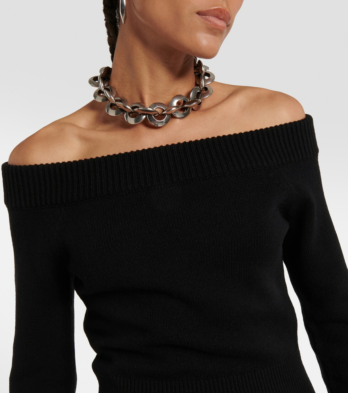 Alexander McQueen Off-shoulder wool and cashmere sweater Alexander McQueen