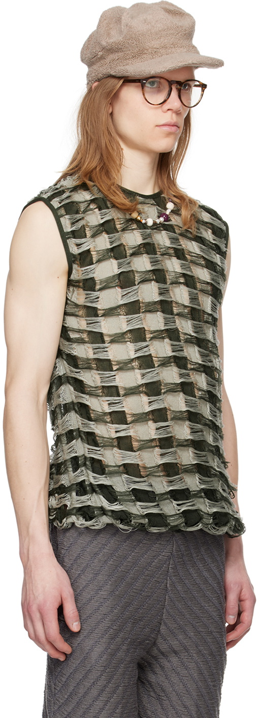 Isa Boulder SSENSE Exclusive Green Torn Tank Top Isa Boulder
