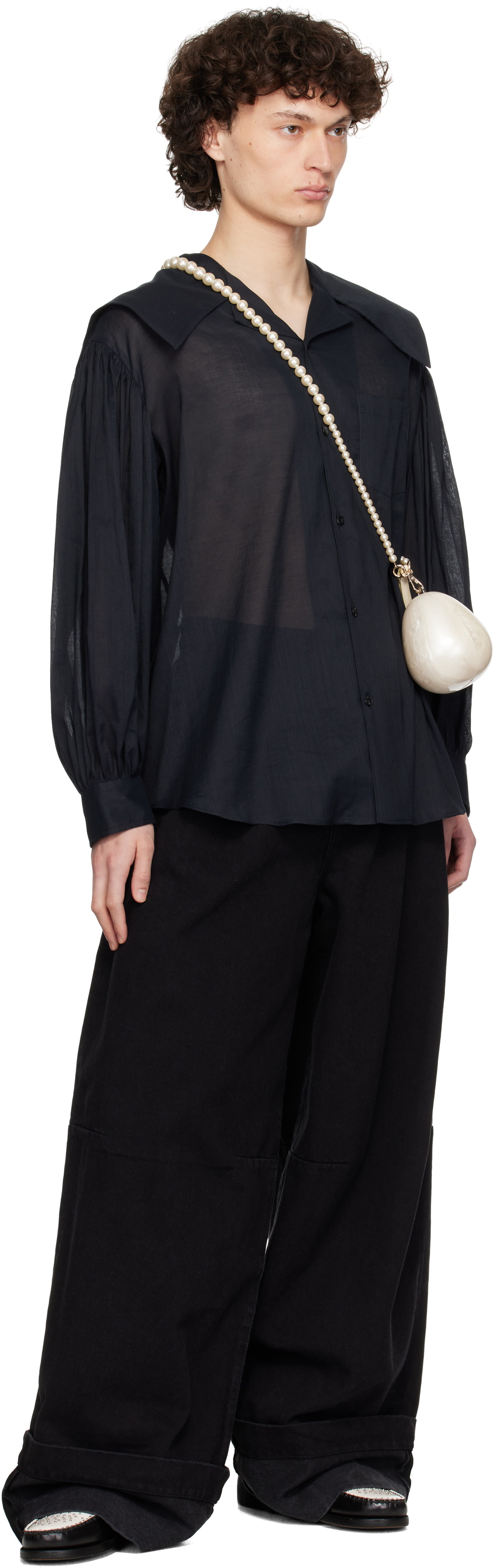 Simone Rocha Black Sailor Collar Shirt Simone Rocha