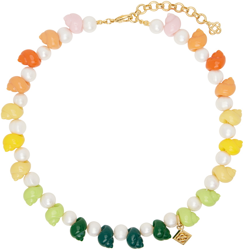 Casablanca Gold & Multicolor Shell & Pearl Necklace Casablanca