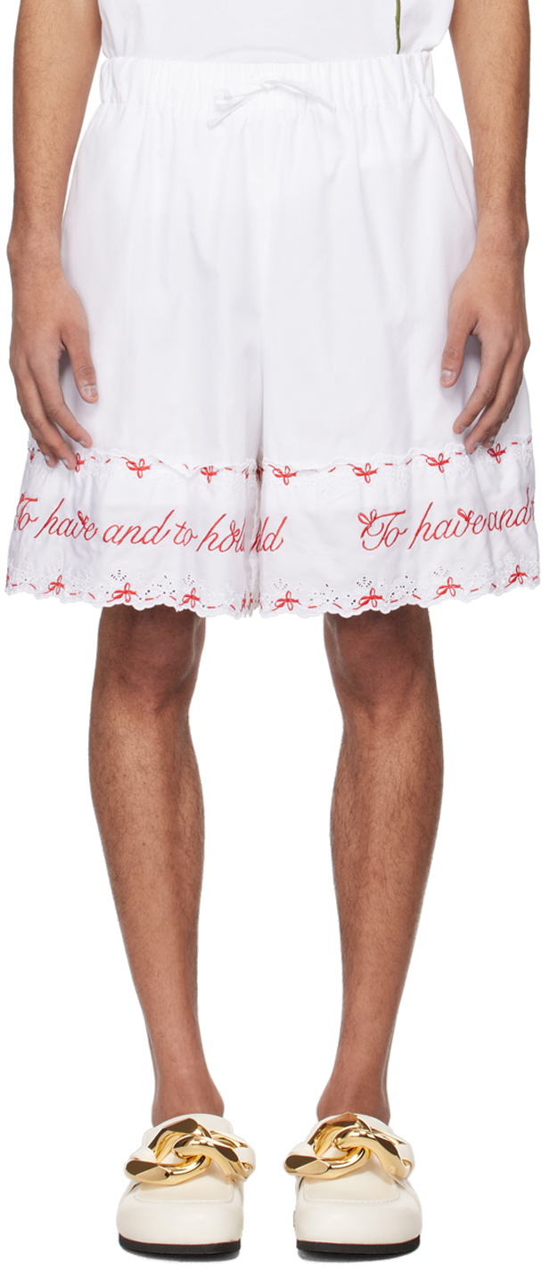 Simone Rocha White Embroidered Shorts Simone Rocha