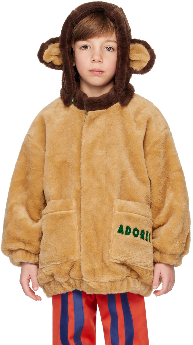 Mini Rodini Kids Beige 'Adored' Faux-Fur Jacket Mini Rodini