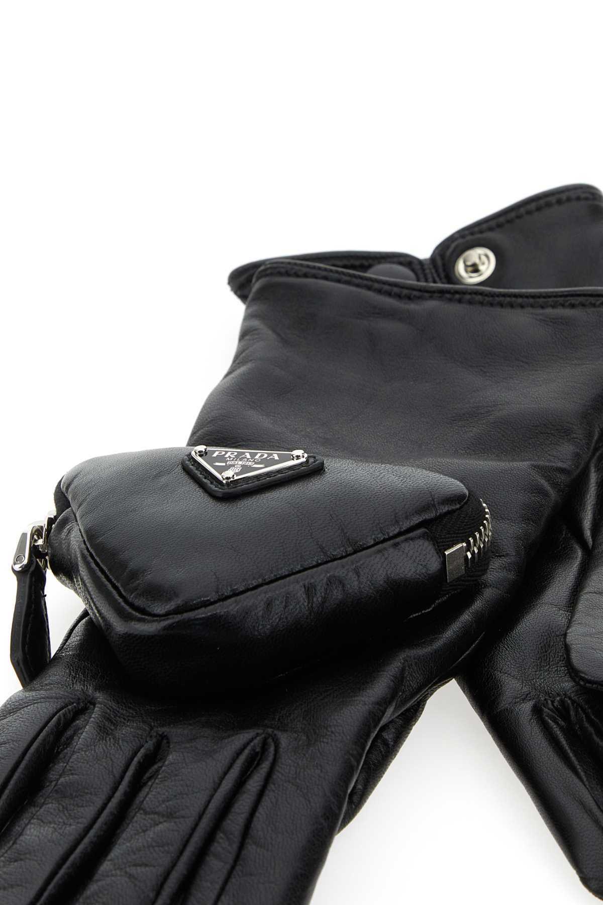 Prada Black Leather Gloves Prada