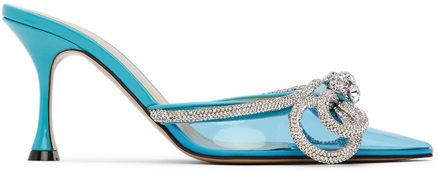 MACH & MACH Blue Double Bow 100 Heels MACH & MACH