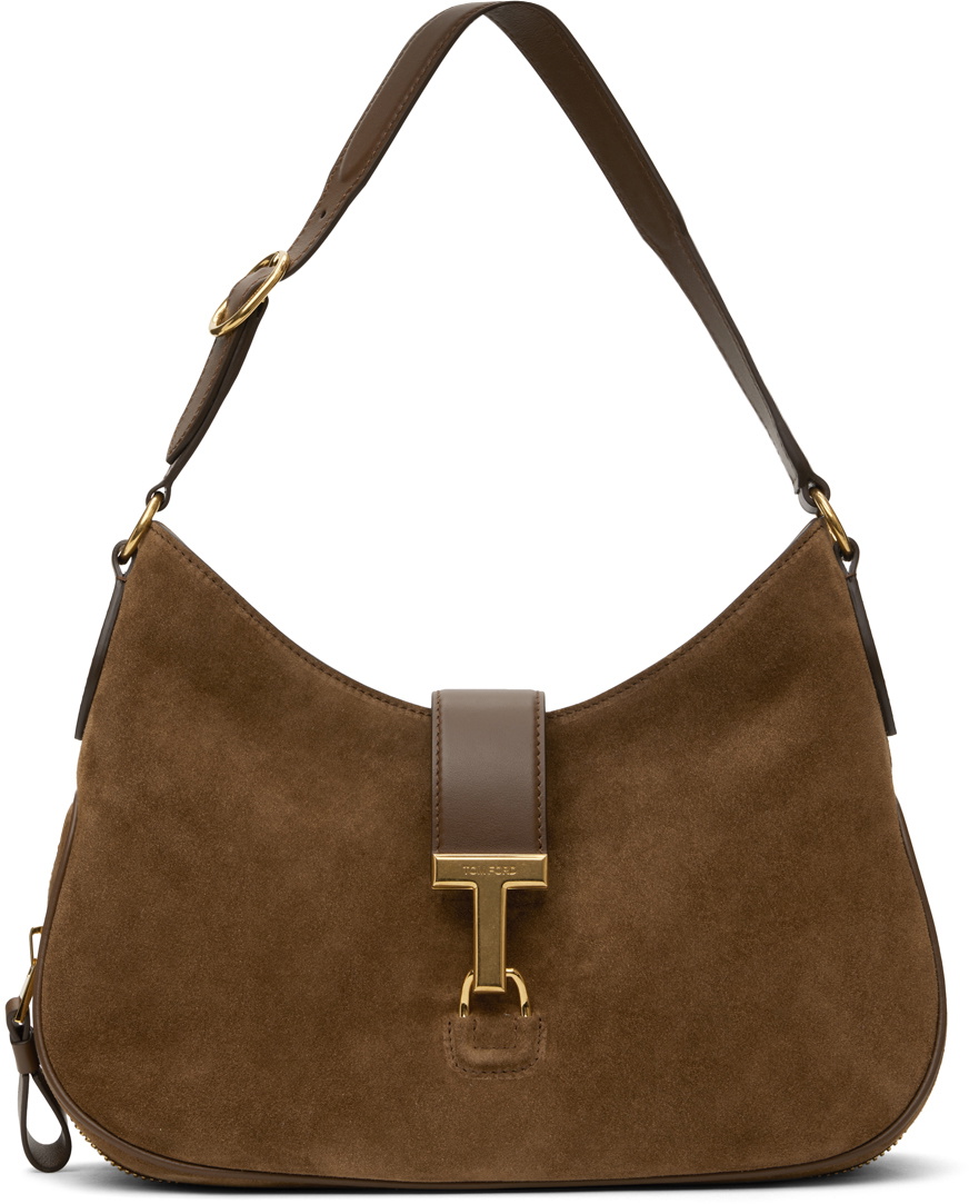 TOM FORD Brown Suede & Leather Monarch Medium Bag TOM FORD