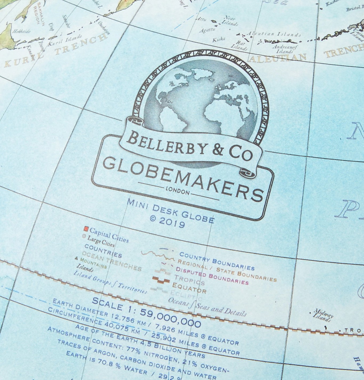 Bellerby & Co Globemakers - Albion Resin and Walnut Mini Desk Globe - Blue
