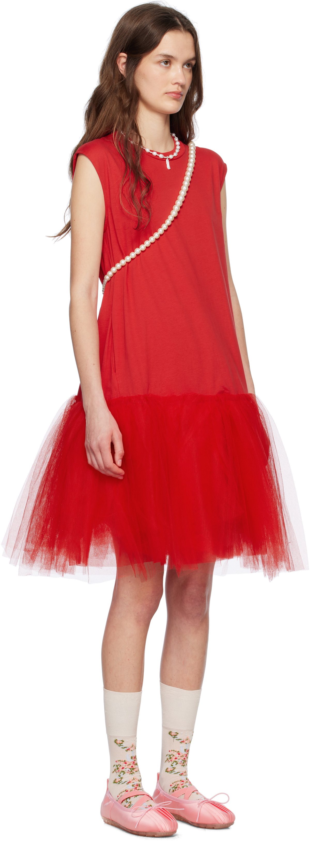 Simone Rocha Red Relaxed Ballet Tutu Midi Dress Simone Rocha