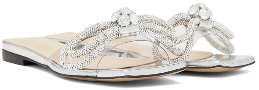 MACH & MACH Silver Double Bow Sandals MACH & MACH