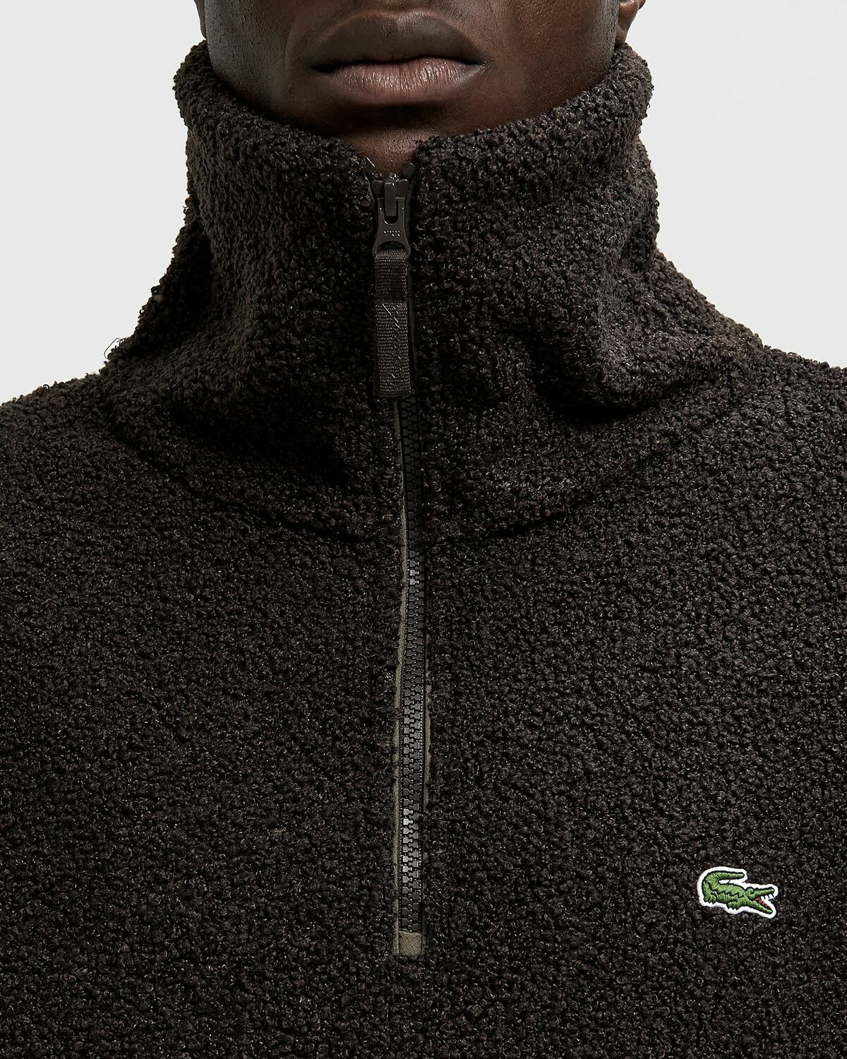 Lacoste 1/4 ZIP SWEATSHIRT Brown Mens Half-Zip Lacoste