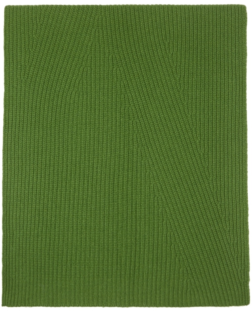 GANNI Green Rib Knit Scarf GANNI