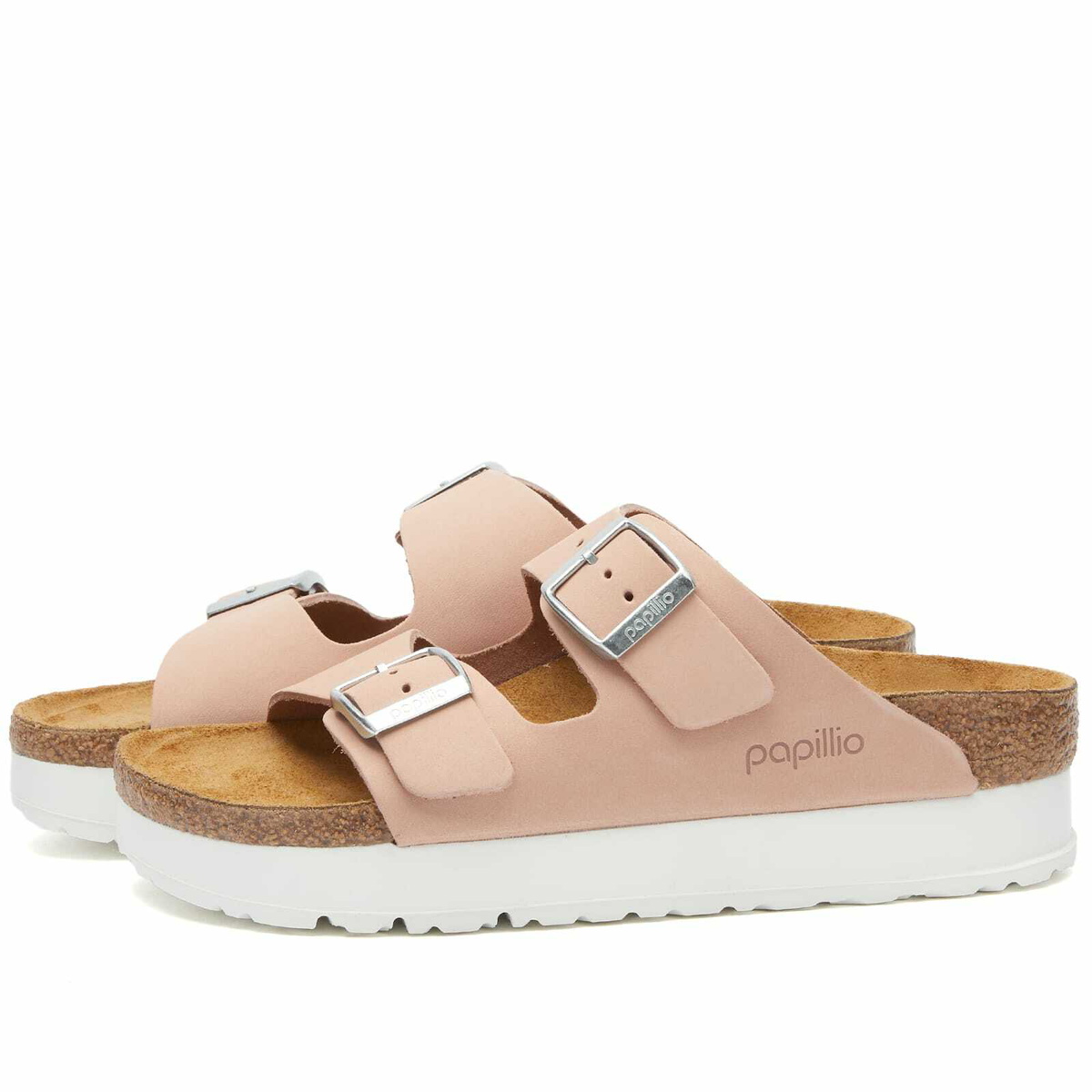 Birkenstock Women's Arizona Platform Flex Nubuck in Soft Pink Birkenstock