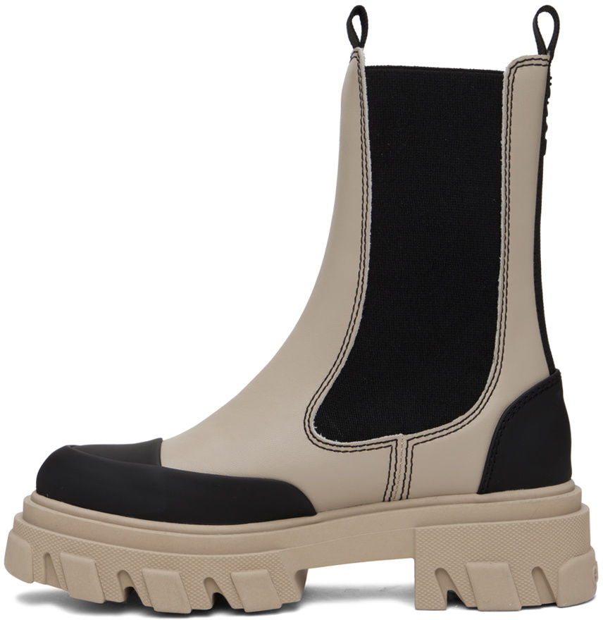 GANNI Taupe Cleated Mid Chelsea Boots GANNI