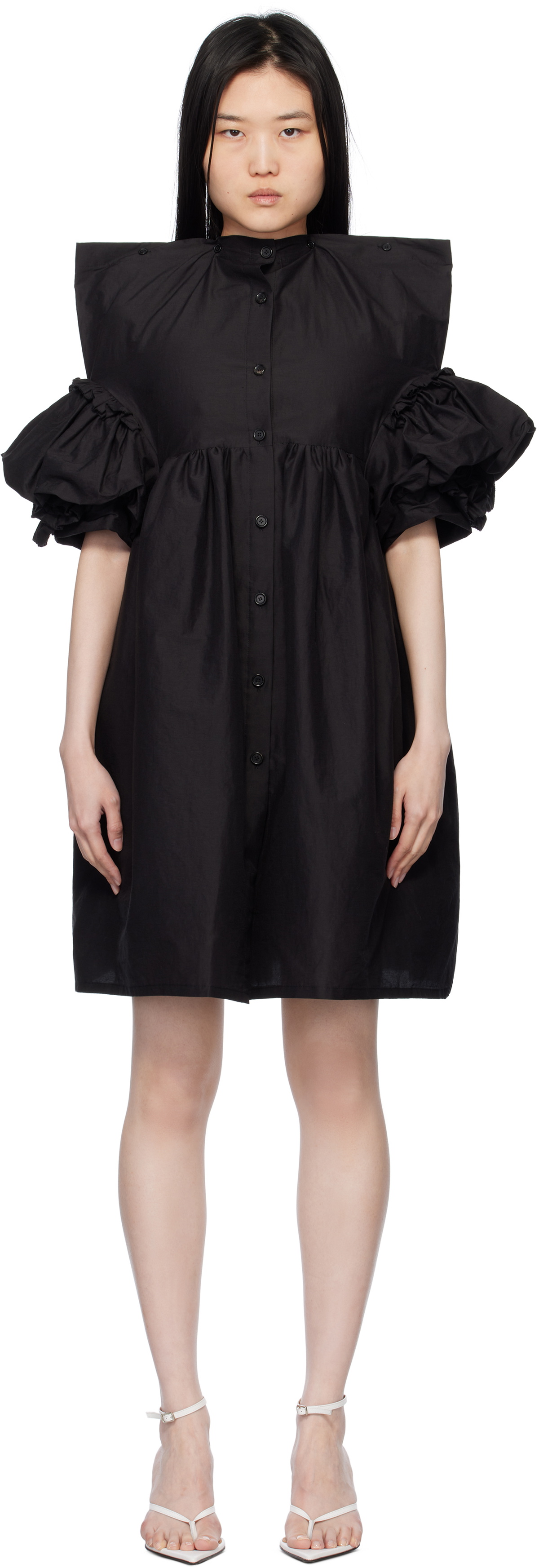 Pushbutton Black Square Minidress Pushbutton