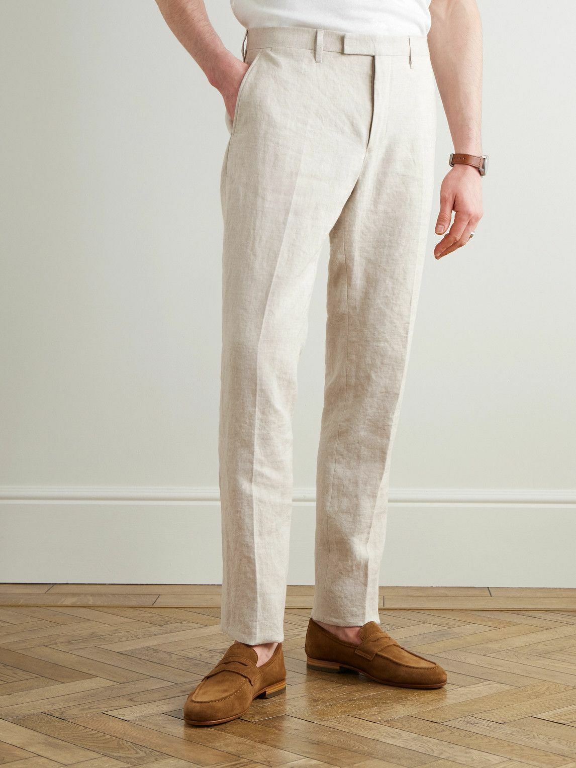 Mr P. - Phillip Slim-Fit Straight-Leg Linen Suit Trousers - Neutrals Mr P.