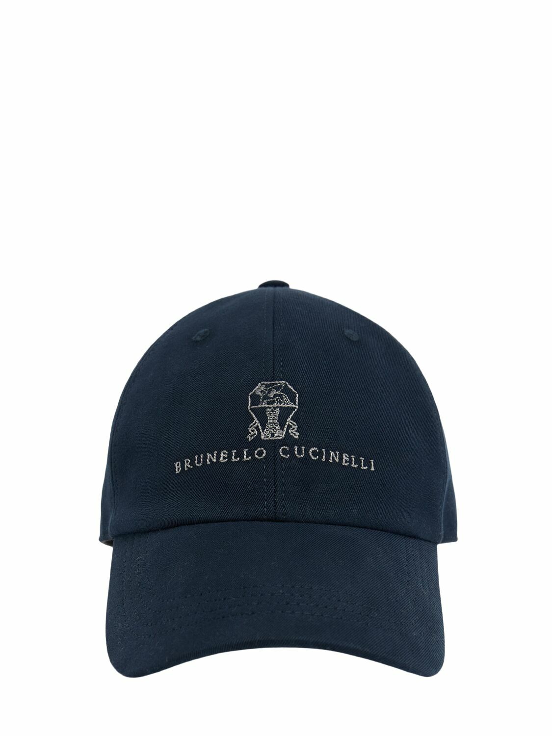 BRUNELLO CUCINELLI Cotton Gabardine Logo Baseball Hat Brunello Cucinelli