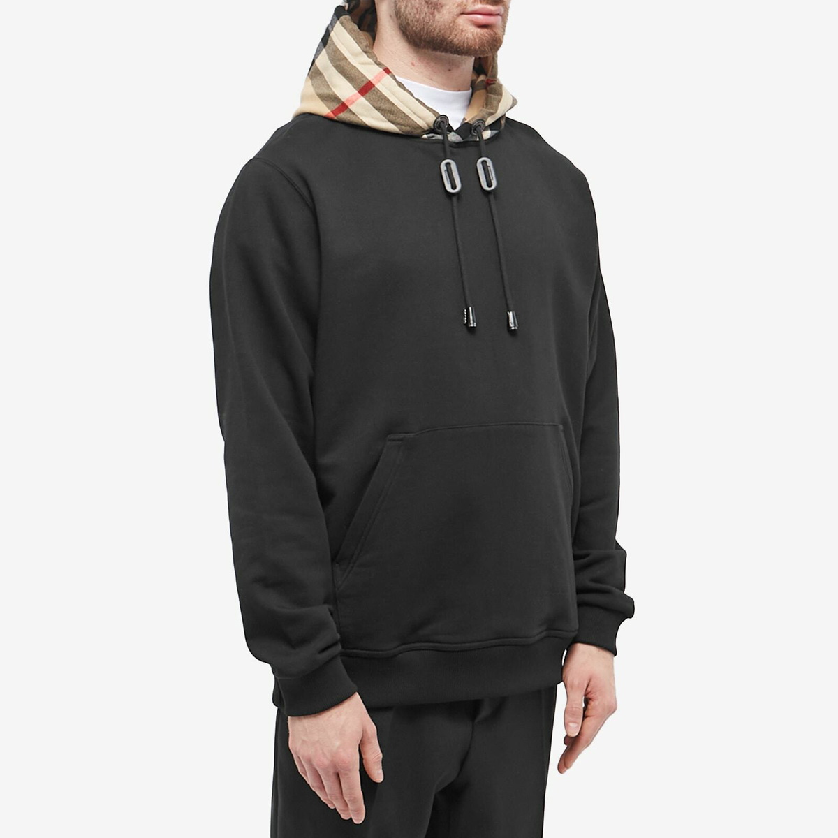 Burberry Men's Samuel Check Hood Hoody in Black Burberry